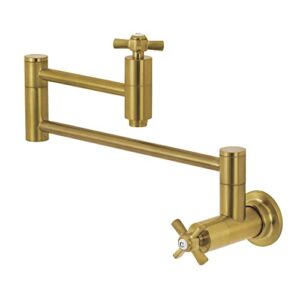 kingston brass ks8107zx wall mount pot filler kitchen faucet, brushed brass, 13 x 5.06 x 8