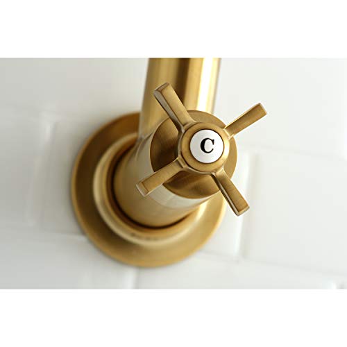 Kingston Brass KS8107ZX Wall Mount Pot Filler Kitchen Faucet, Brushed Brass, 13 x 5.06 x 8