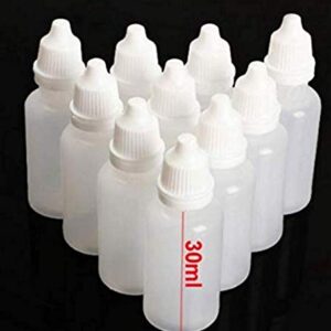 12PCS 30Ml/1Oz Empty Refillable Eye Liquid Dropper Dropping Bottle Portable Soft Squeezable Clear Plastic Dropper Vials Sample Packing Bottles with Plug and Screw-on Lid