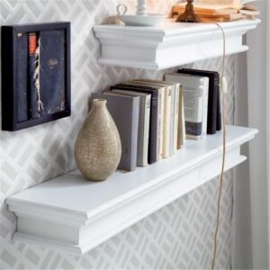 Beaumont Lane Modern Wood Extra Long Floating Wall Shelf in Pure White, Assembled