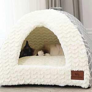 Miss Meow Cat Bed for Indoor Cats,Medium Large Cats Cave Bed,Machine Washable,Removable Cushion Cover,Small Dogs Tent Bed