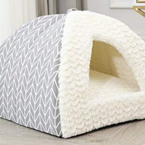 Miss Meow Cat Bed for Indoor Cats,Medium Large Cats Cave Bed,Machine Washable,Removable Cushion Cover,Small Dogs Tent Bed