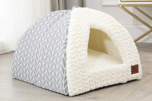 Miss Meow Cat Bed for Indoor Cats,Medium Large Cats Cave Bed,Machine Washable,Removable Cushion Cover,Small Dogs Tent Bed