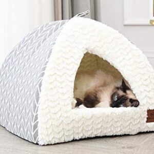 Miss Meow Cat Bed for Indoor Cats,Medium Large Cats Cave Bed,Machine Washable,Removable Cushion Cover,Small Dogs Tent Bed