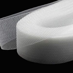 Teemico 50 Yards Stiff Polyester Horsehair Braid for Polyester Boning Sewing Wedding Dress Dance Formal Dress Accessories (White, 2 inch)