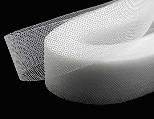 Teemico 50 Yards Stiff Polyester Horsehair Braid for Polyester Boning Sewing Wedding Dress Dance Formal Dress Accessories (White, 2 inch)