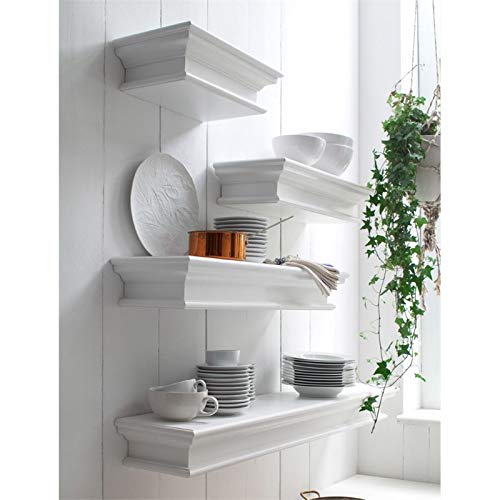 Beaumont Lane Modern Wood Extra Long Floating Wall Shelf in Pure White, Assembled