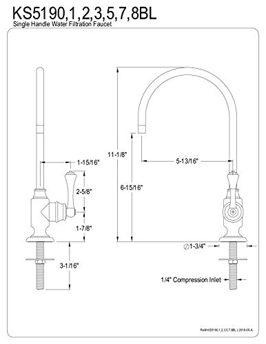 Kingston Brass KS5190BL Vintage Single-Handle Water Filtration Faucet, Matte Black