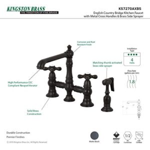 Kingston Brass KS7270AXBS English Country Bridge Kitchen Faucet, Matte Black