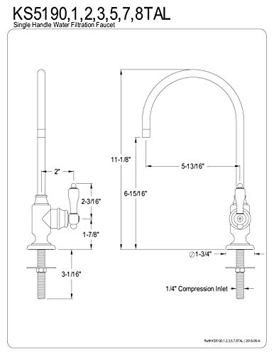 Kingston Brass KS5192TAL Tudor Water Filtration Faucet, Polished Brass, 11.13 x 6.94 x 5.81