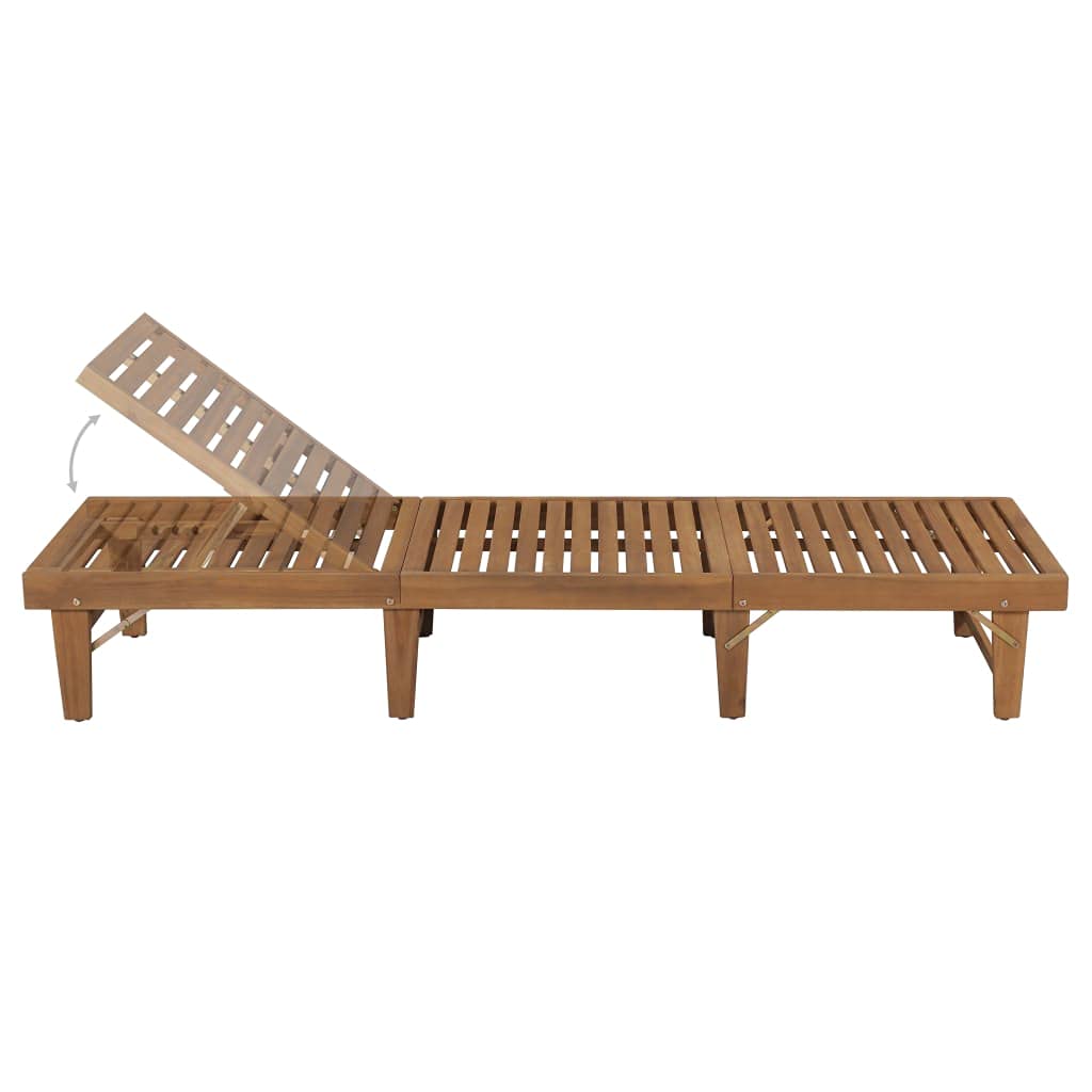 vidaXL Folding Sun Lounger - Rustic Solid Acacia Wood, Weather Resistant, Adjustable and Durable - Perfect for Patio, Poolside or Garden