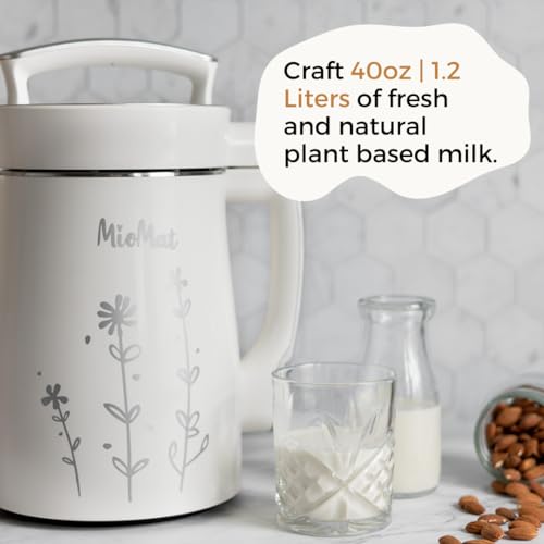 MioMat 8in1 Plant Based Milk Maker | Make 40oz of Natural Almond Milk, Soy Milk, Oat Milk, Coconut Milk, and more ... + soups, porridges, smoothies, purées... | Automatically, at the touch of a button