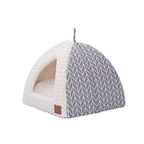 Miss Meow Cat Bed for Indoor Cats,Medium Large Cats Cave Bed,Machine Washable,Removable Cushion Cover,Small Dogs Tent Bed