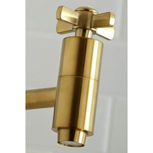 Kingston Brass KS8107ZX Wall Mount Pot Filler Kitchen Faucet, Brushed Brass, 13 x 5.06 x 8