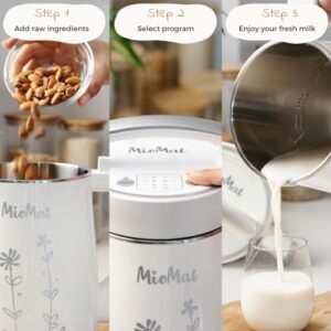 MioMat 8in1 Plant Based Milk Maker | Make 40oz of Natural Almond Milk, Soy Milk, Oat Milk, Coconut Milk, and more ... + soups, porridges, smoothies, purées... | Automatically, at the touch of a button