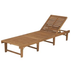 vidaXL Folding Sun Lounger - Rustic Solid Acacia Wood, Weather Resistant, Adjustable and Durable - Perfect for Patio, Poolside or Garden