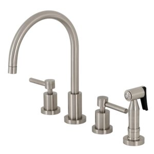 kingston brass ks8728dlbs concord widespread kitchen faucet, brushed nickel