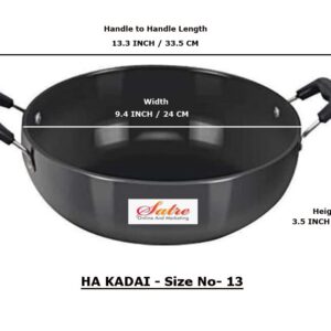 Satre Online and Marketing Hindalco Aluminium Cookware Pan Size No-13,Aluminium Kadai, 3 mm,Aluminium Kadai,Kadhai Pan,Frying Pan,kadai indian for frying