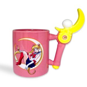 JUST FUNKY Sailor Moon Coffee Mug | 3D Molded Pink colored Ceramic Coffee Mug | Set of 1 | Anime Mug| Sailor Moon Mug |Kitchen Stuff | 13Oz Coffee Mug