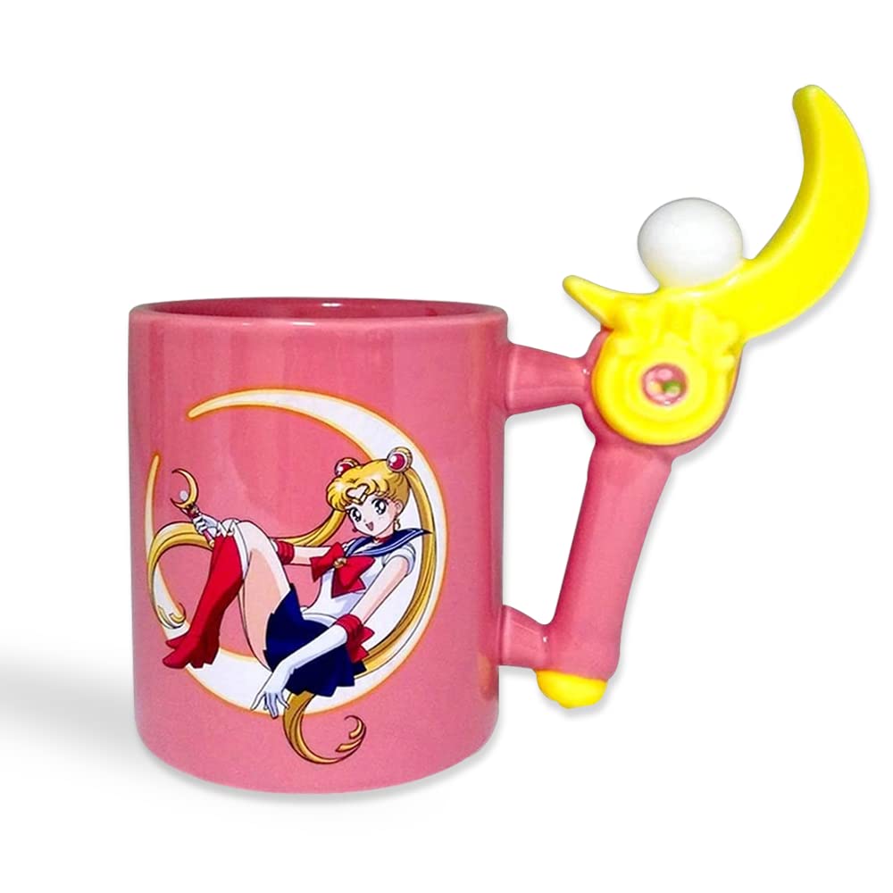 JUST FUNKY Sailor Moon Coffee Mug | 3D Molded Pink colored Ceramic Coffee Mug | Set of 1 | Anime Mug| Sailor Moon Mug |Kitchen Stuff | 13Oz Coffee Mug