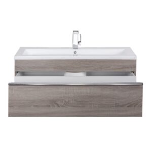 Cutler Kitchen and Bath Arlie 42 inch Wall Mounted Bathroom Vanity with Sink, Cultured Marble Top - Bathroom Sink Vanity with Multiple Soft Close Storage Drawers, Dorato