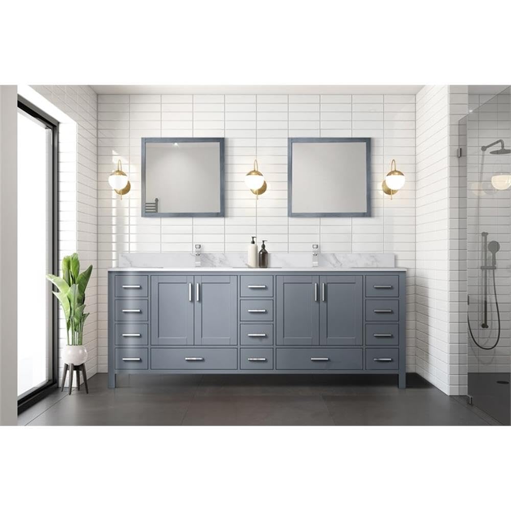 Lexora Jacques 84 in. W x 22 in. D Dark Grey Double Bath Vanity and Carrara Marble Top