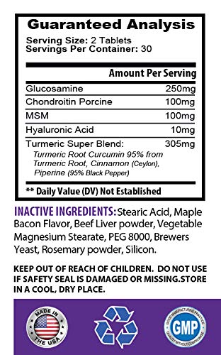 Dog Joint Supplement chewable - Pets Joint Health with Turmeric - Premium Ingredients - Healthy - pet glucosamine Chews - 2 Bottles (120 Treats)