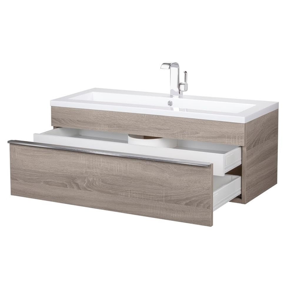 Cutler Kitchen and Bath Arlie 42 inch Wall Mounted Bathroom Vanity with Sink, Cultured Marble Top - Bathroom Sink Vanity with Multiple Soft Close Storage Drawers, Dorato