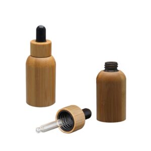 2 pieces 0.51oz/15ml bamboo shell amber glass dropper bottles refillable empty sample vial dropper bottles with pipettes essential oil perfume storage container bottles for essential oil aromatherapy