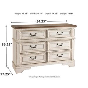 Signature Design By Ashley Realyn French Country Youth 6 Drawer Dresser, Chipped White & Brown