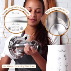 MioMat 8in1 Plant Based Milk Maker | Make 40oz of Natural Almond Milk, Soy Milk, Oat Milk, Coconut Milk, and more ... + soups, porridges, smoothies, purées... | Automatically, at the touch of a button