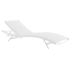 Modway Glimpse Aluminum Mesh Outdoor Patio Poolside Deck Chaise Lounge Chair in White White