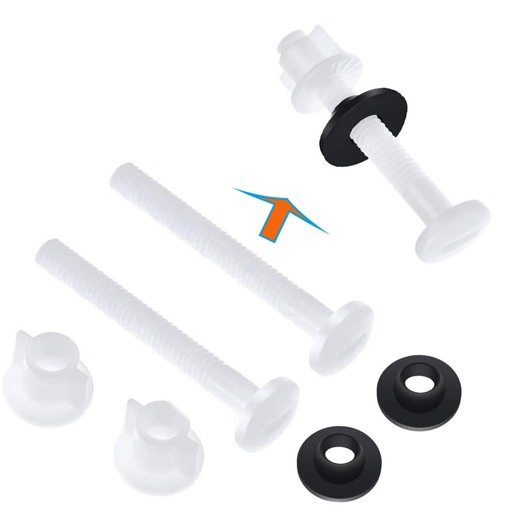 4 Pack Plastic Toilet Seat Hinge Bolts and Nuts Washers for Top Mount Toilet Seat Hinges