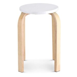 cocoarm wooden round stool,anti-slip color wood stack stool for kitchen home, garden, living and class room (white)