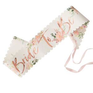 ginger ray rose gold foiled floral bride to be bachelorette party sash