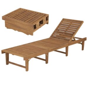 vidaxl folding sun lounger - rustic solid acacia wood, weather resistant, adjustable and durable - perfect for patio, poolside or garden