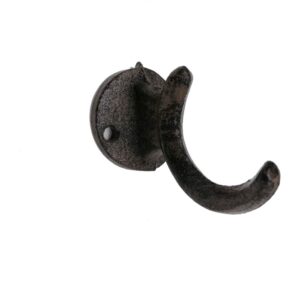 comfy hour antique and vintage collection cast iron single coat hook clothes key hook rack wall hanger - metal, heavy duty, brown, recycled, decorative gift idea