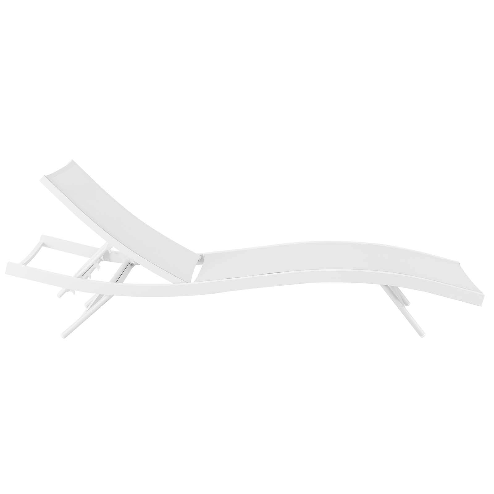 Modway Glimpse Aluminum Mesh Outdoor Patio Poolside Deck Chaise Lounge Chair in White White