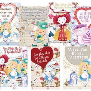 Silly Goose Gifts Alice Wonderland Themed Valentine Day Classroom Sharing Card Set (21 Included)