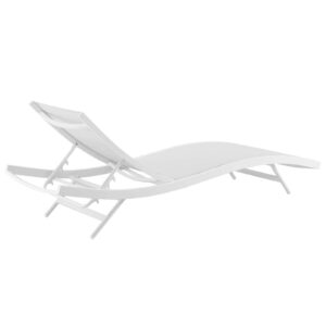 Modway Glimpse Aluminum Mesh Outdoor Patio Poolside Deck Chaise Lounge Chair in White White