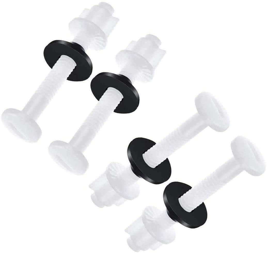 4 Pack Plastic Toilet Seat Hinge Bolts and Nuts Washers for Top Mount Toilet Seat Hinges