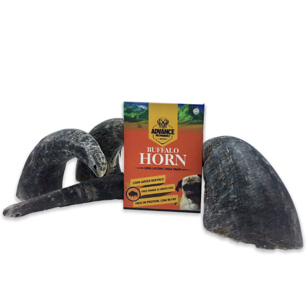 Buffalo Horn 4 Pack Small Long Lasting 100% Natural Water Dog Chews (4 Pack Small)