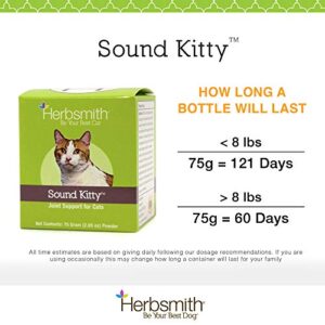 Herbsmith Sound Kitty – 5-in-1 Joint Care for Cats with Chondroitin, Glucosamine & MSM – 75g