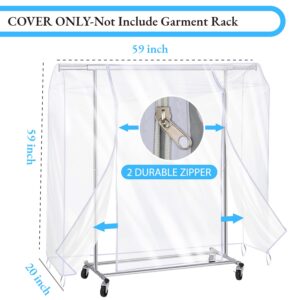 SIWUTIAO Garment Rack Cover,5Ft Transparent PEVA Clothing Rack COVER ONLY, Clear Clothes dustproof Waterproof Cover