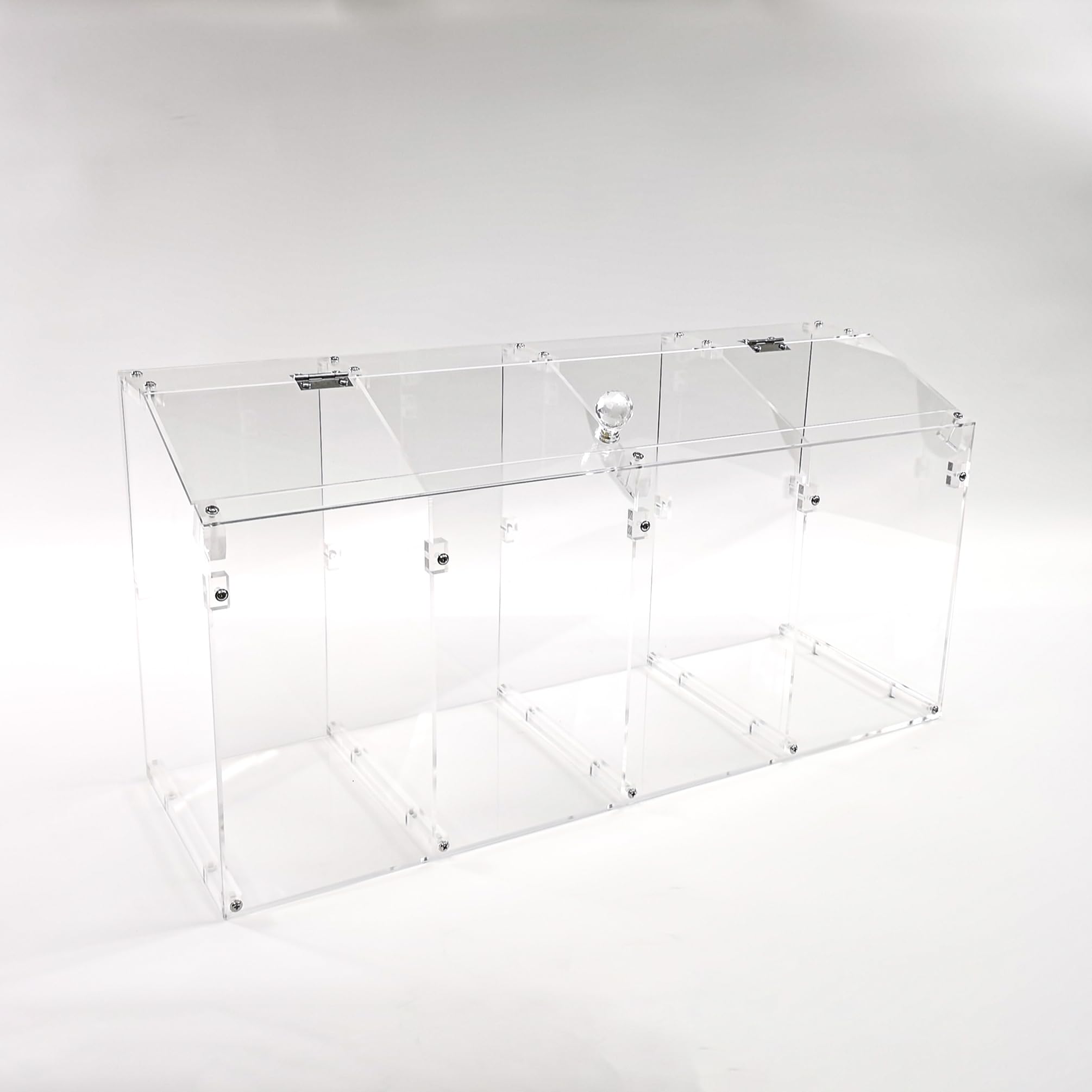 FixtureDisplays® 24 X 12 X 8" Acrylic Bin Plaxiglass Organizer 4 Compartments Display Bin for Candy, Cereal, Chocolate Bean Assembly Video Provided 100827-NEW