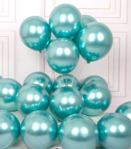 aule party balloons 50 pcs 12 inch teal green metallic chrome helium shiny latex thicken balloon perfect decoration for wedding birthday baby shower graduation christmas carnival