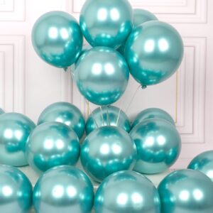 AULE Party Balloons 50 Pcs 12 inch Teal Green Metallic Chrome Helium Shiny Latex Thicken Balloon Perfect Decoration for Wedding Birthday Baby Shower Graduation Christmas Carnival