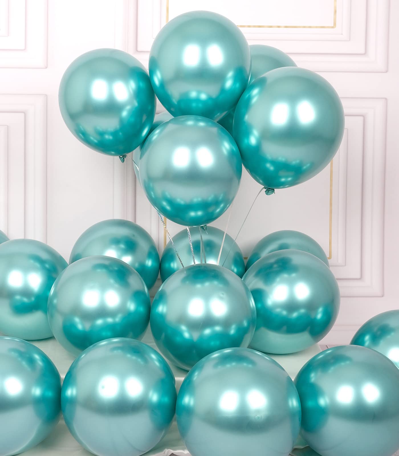 AULE Party Balloons 50 Pcs 12 inch Teal Green Metallic Chrome Helium Shiny Latex Thicken Balloon Perfect Decoration for Wedding Birthday Baby Shower Graduation Christmas Carnival