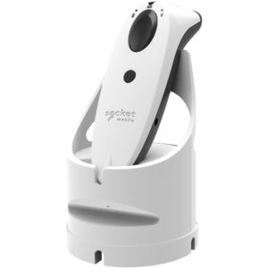 socketscan s700, linear barcode scanner, white & white charging dock