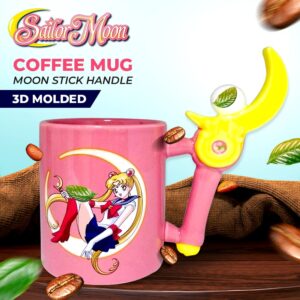 JUST FUNKY Sailor Moon Coffee Mug | 3D Molded Pink colored Ceramic Coffee Mug | Set of 1 | Anime Mug| Sailor Moon Mug |Kitchen Stuff | 13Oz Coffee Mug